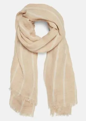 Vince Cotton Gauze Awning Stripe Scarf - Hayseed/papyrus