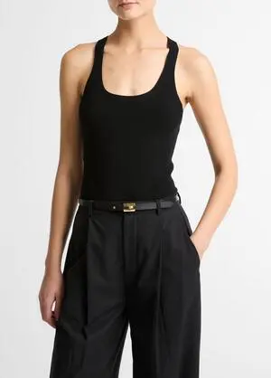 Vince Milano-stitch Scoop-neck Sweater Tank - Black