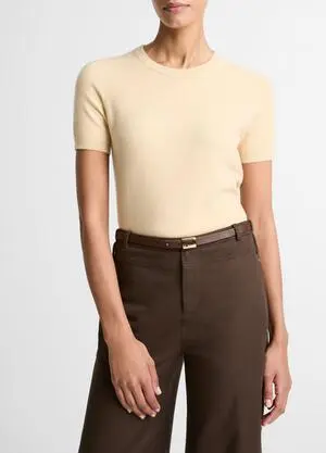 Vince Wool & Cashmere Blend Short-sleeve Sweater - Chamomile