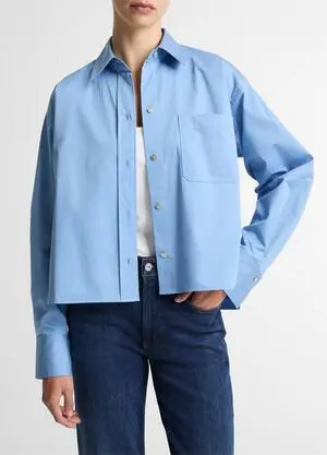 Vince Cropped Cotton Twill Shirt - Hydra