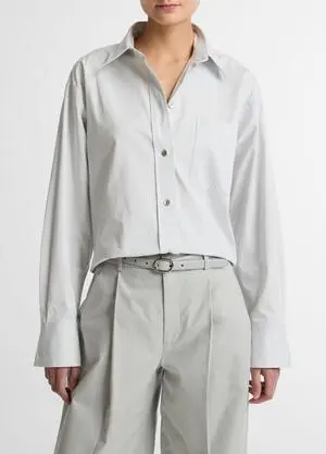 Vince Cropped Cotton Twill Shirt - Light Grey