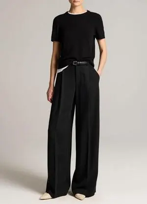 Vince Camille Cotton-blend Wide-leg Trouser - Black