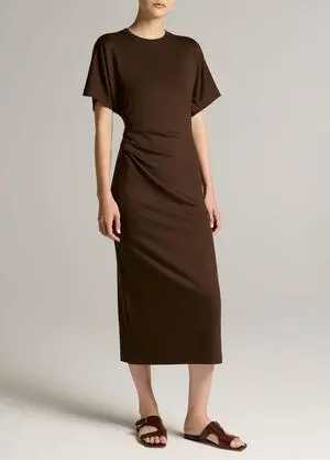 Vince Ruched Matte Jersey Short-sleeve Dress - Willow