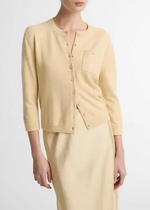 Vince Wool & Cashmere-blend Pocket Cardigan - Chamomile