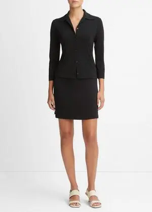 Vince Three-quarter Sleeve Button-front Polo Top