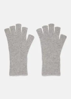 Vince Wool-cashmere Rib-knit Fingerless Gloves - Heather Grey