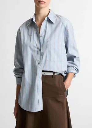 Vince Striped Cotton-blend Button-front Shirt - Del Mar Multi