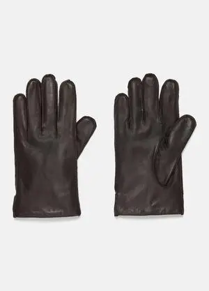 Vince Classic Leather Gloves With Cashmere Lining - Espresso