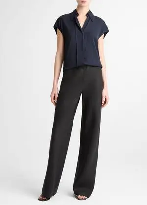 Vince Colette High-rise Italian Linen Bias Pant - Black