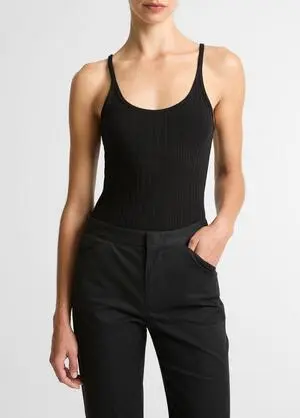Vince Ribbed Cotton-blend Tank Top - Black