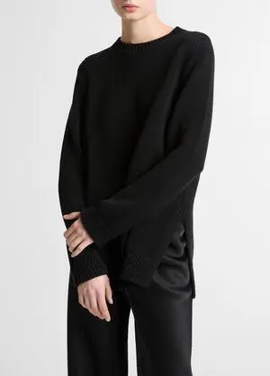 Vince Italian Cotton-blend Tunic Sweater - Black