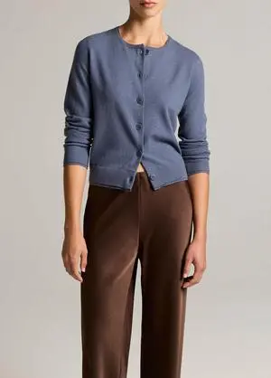 Vince Scallop-trim Wool & Cashmere-blend Cardigan - Azul
