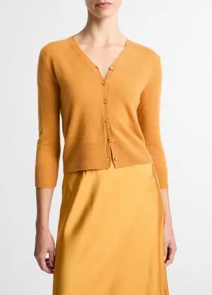 Vince Cashmere Silk V-neck Cardigan - Clementine
