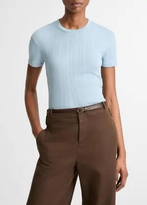 Vince Ribbed Pima Cotton Crew Neck Top