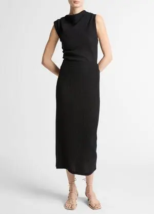 Vince Shadow Grid Midi Skirt - Black
