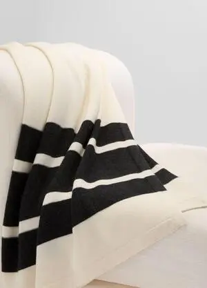 Vince Cashmere Jersey Stripe Throw - Blanc