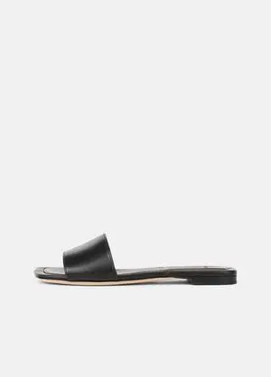 Vince Valeria Leather Block Heel Slide Sandals - Black