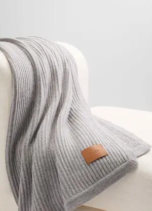 Vince Wool And Cashmere Cardigan-stitch Throw - Heather Grey