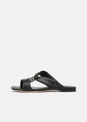 Vince Vilma Leather Slide Sandal With Metal Embellishment - Black