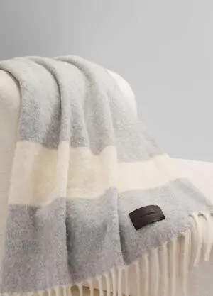 Vince Brushed Alpaca-blend Throw With Striped Pattern - Medium Heather Grey