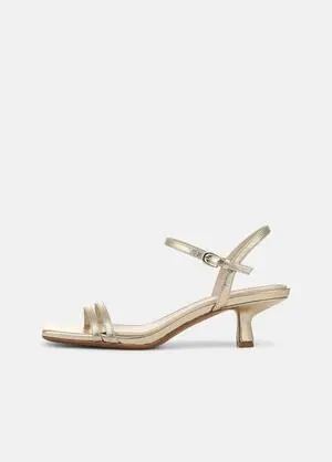 Vince Tilda Metallic Leather Heeled Sandal - Champagne