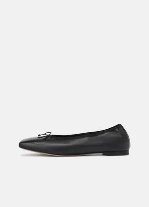 Vince Darla Leather Ballet Flat With Bow Detailing - Black