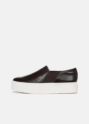 Vince Warren Leather Platform Slip-on Sneakers - Ganache