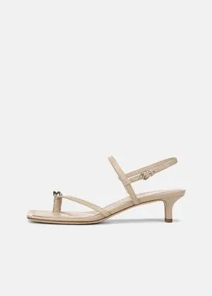 Vince Polli Leather Heeled Toe-ring Sandal - Birch Sand