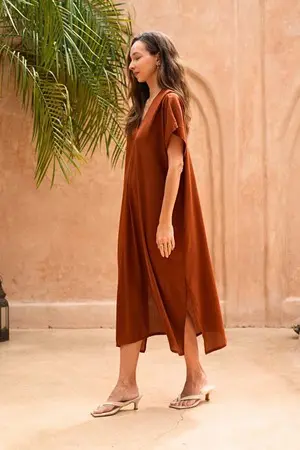 Pink Haley Gina Breezy Crinkle Kaftan Dress