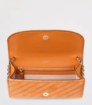 JIMMY CHOO Curve Leather Chain Wallet - Orange