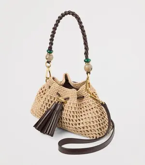 JIMMY CHOO Small Raffia Shoulder Bag