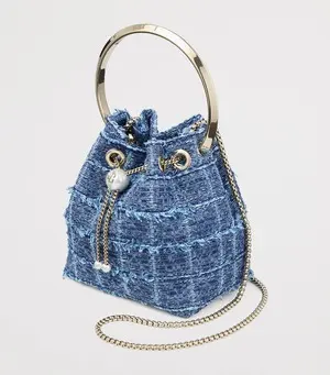 JIMMY CHOO Bon Bon Denim Top Handle Bag