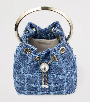JIMMY CHOO Bon Bon Denim Top Handle Bag
