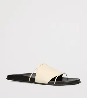 THE ROW Vivienne Leather Slides - White