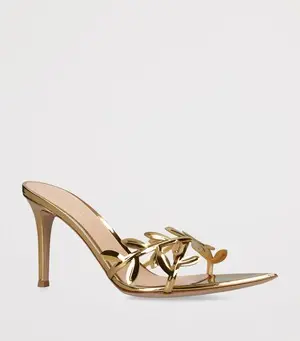 GIANVITO ROSSI Tone Leather Flavia 85 Heeled Mules - Gold