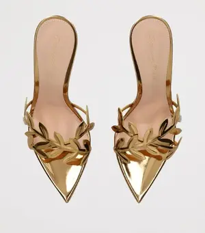 GIANVITO ROSSI Tone Leather Flavia 85 Heeled Mules - Gold