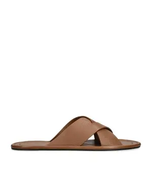 THE ROW Malick Crossover Leather Sandals - Beige