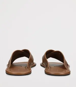 THE ROW Malick Crossover Leather Sandals - Beige