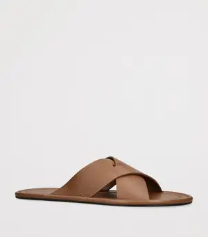 THE ROW Malick Crossover Leather Sandals - Beige
