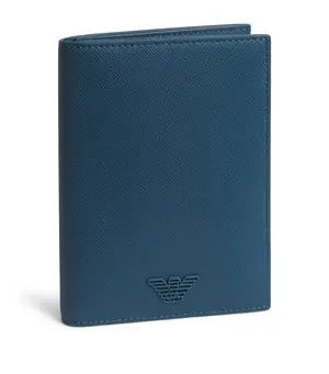 Emporio Armani Saffiano Leather Passport Holder - Blue
