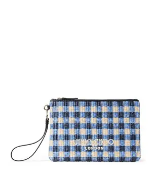 JIMMY CHOO Raffia Gingham Pouch