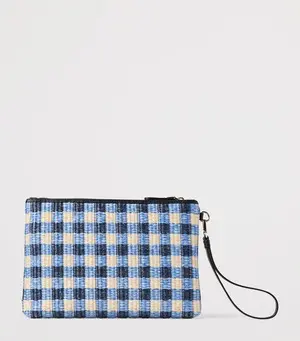 JIMMY CHOO Raffia Gingham Pouch