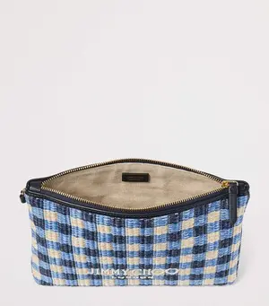 JIMMY CHOO Raffia Gingham Pouch