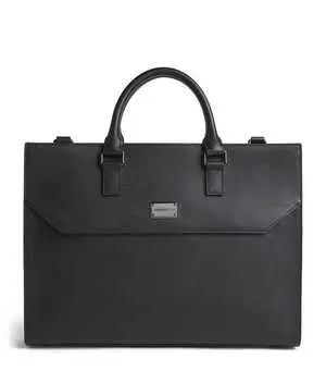 Emporio Armani Tumbled Leather Briefcase - Black