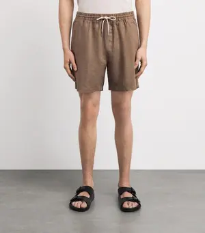 NN.07 Gregor Linen Drawstring Shorts - Brown