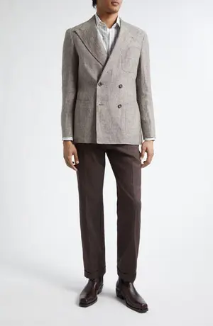 J. MUESER Waverly Double Breasted Linen Blazer