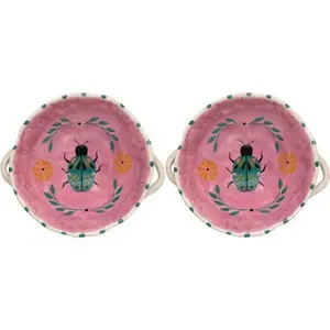 DANICA BRANDS Footed Amulet Bowlset Of 2 - Pink
