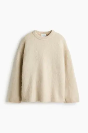 H&M H&M Oversized Mohair-Blend Jumper Light Beige