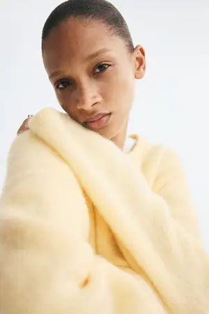 H&M Oversized Mohair-blend Jumper - Light Yellow