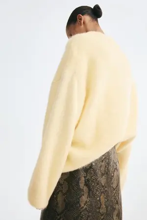 H&M Oversized Mohair-blend Jumper - Light Yellow